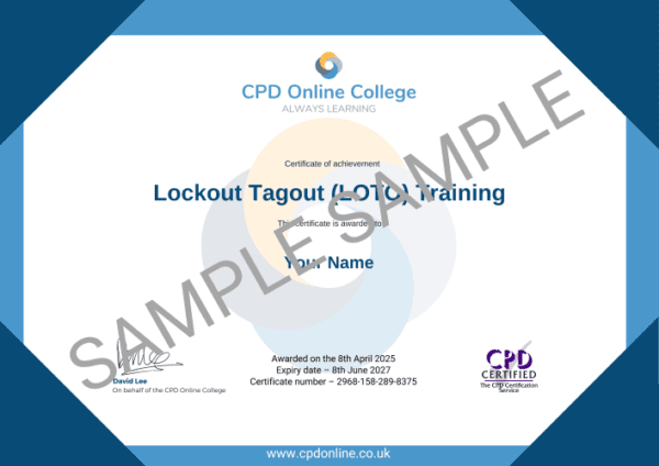 Lockout Tagout (LOTO) Online Training | CPD Online Course